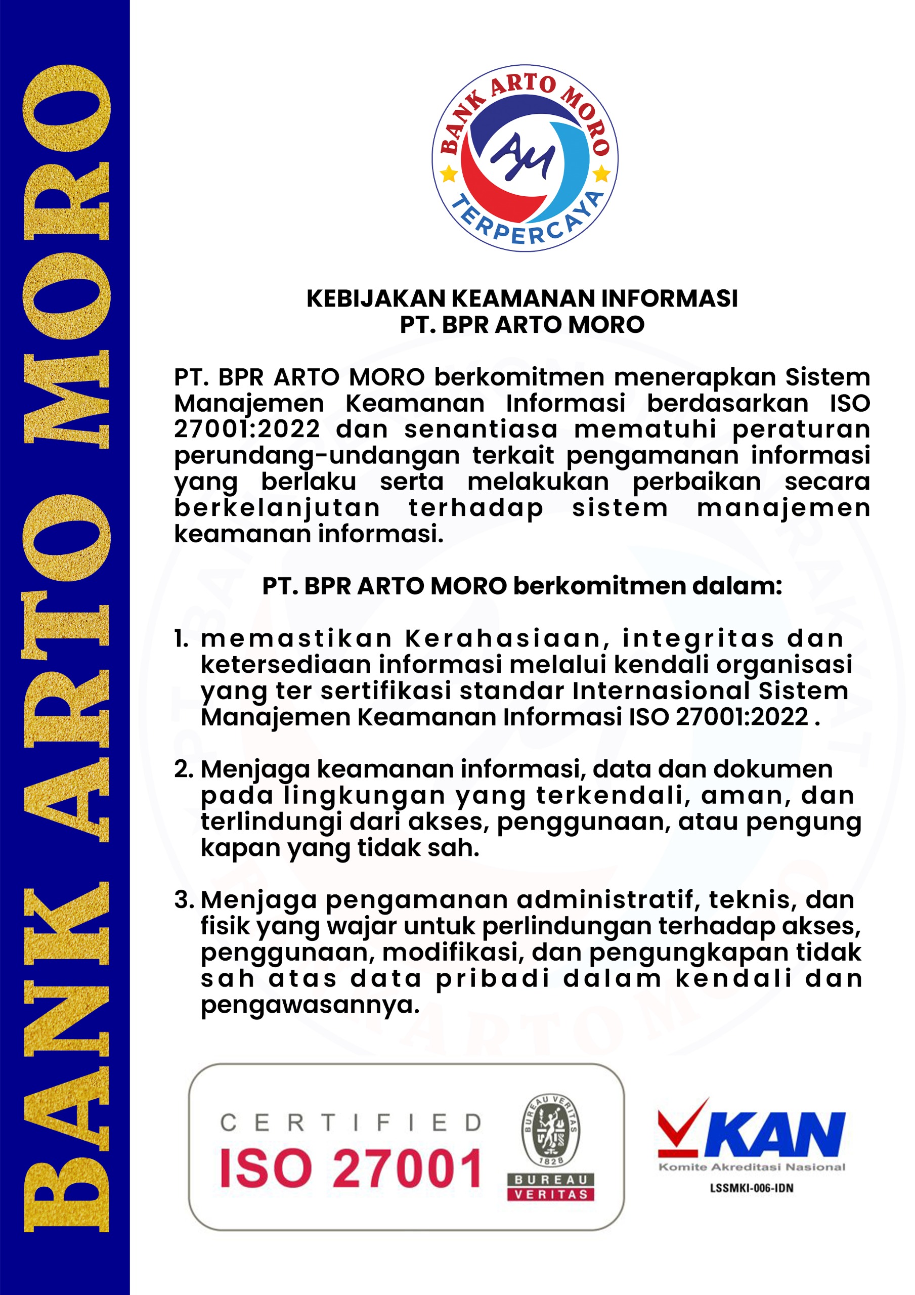 Kebijakan Keamanan Informasi BPR Arto Moro (ISO 27001)